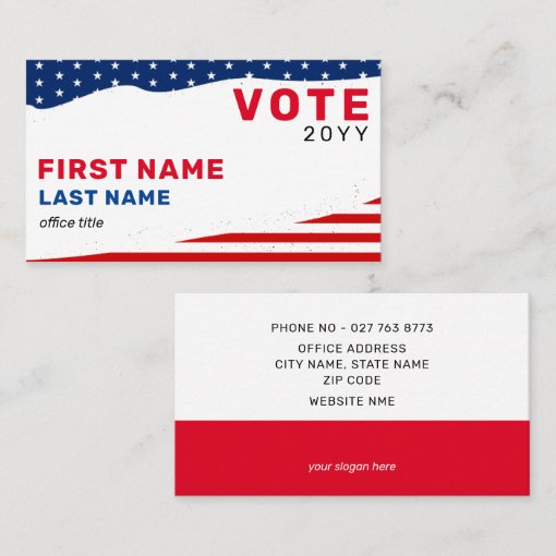 Custom Political Campaign Election Business Card | Zazzle