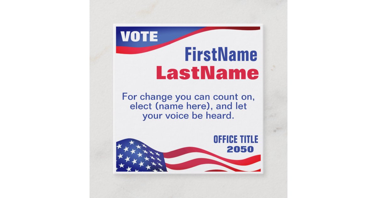 Custom Political Campaign Template Business Card | Zazzle