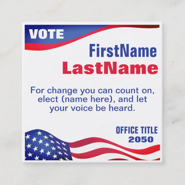 Custom Political Campaign Template Business Card | Zazzle