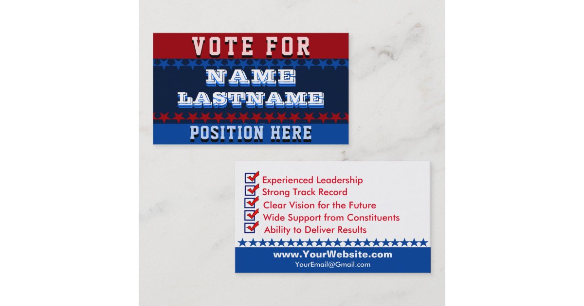 Custom Political Campaign Template Business Card | Zazzle