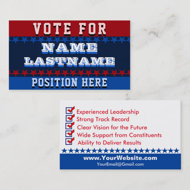 Custom Political Campaign Template Business Card | Zazzle