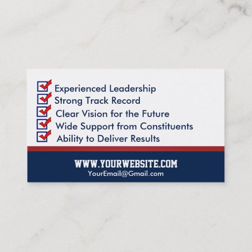 Custom Political Campaign Template Business Card | Zazzle