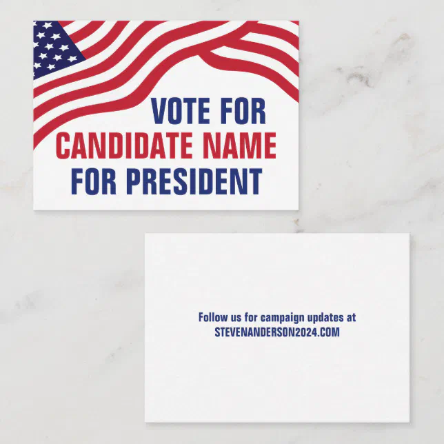 Custom Political Candidate 2024 Election Campaign Business Card | Zazzle