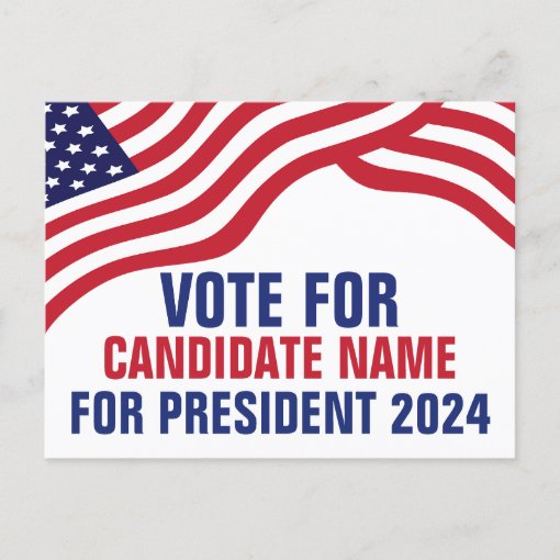 Custom Political Candidate 2024 Election Campaign Postcard | Zazzle