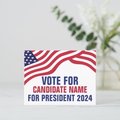 Custom Political Candidate 2024 Election Campaign Postcard | Zazzle