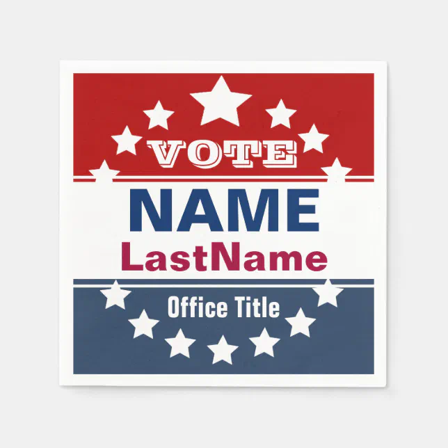 Custom Political Election Campaign Template Paper Napkins | Zazzle