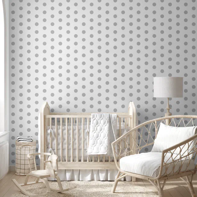 Custom Polka Dot Gray Wallpaper | Zazzle