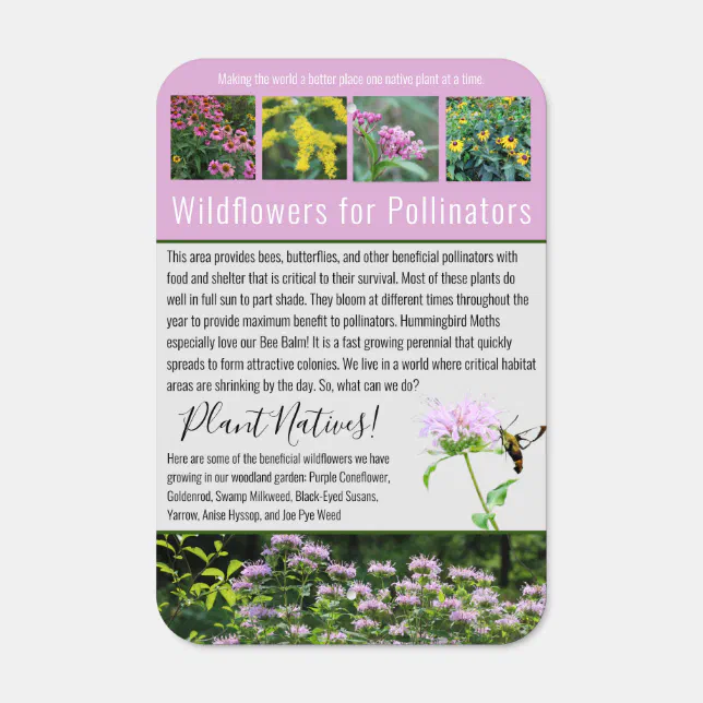 Custom Pollinator Habitat Add Your Own Photos Metal Sign | Zazzle