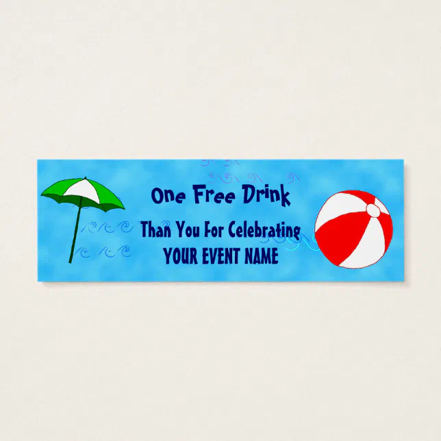 Custom Pool Party Event Drink Ticket | Zazzle