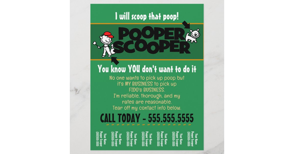 CUSTOM Pooper Scooper business tear sheet flyer | Zazzle