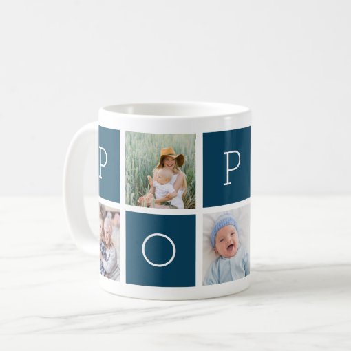 Custom Poppy Grandfather 5 Photo Collage Coffee Mug | Zazzle