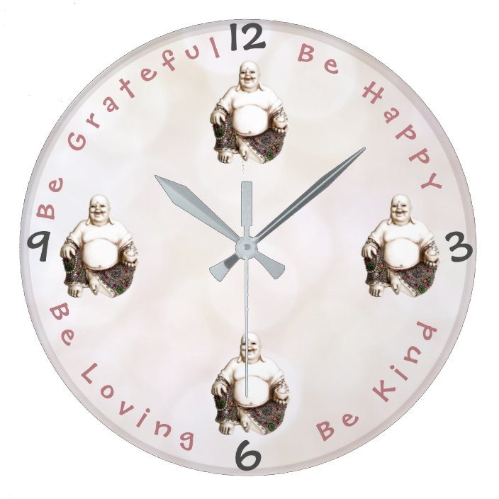 Custom Positivity Sayings | Happy Good Luck Buddha Large Clock | Zazzle.com