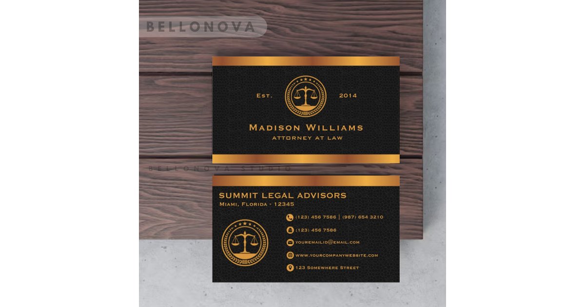 Custom Premium Gold Black Classic Monogram Law Business Card | Zazzle