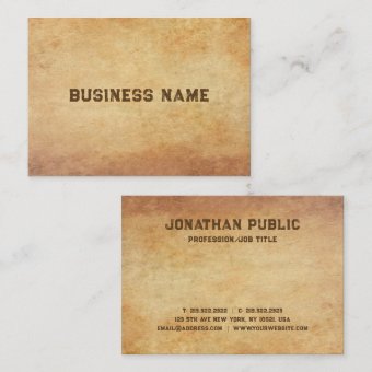 Custom Premium Thick Luxe Nostalgic Old Paper Look Business Card | Zazzle