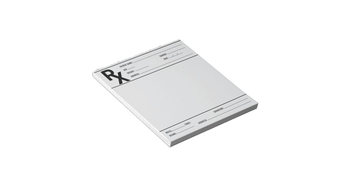 Custom Prescription Pad for Doctor Pharmacist Rx | Zazzle