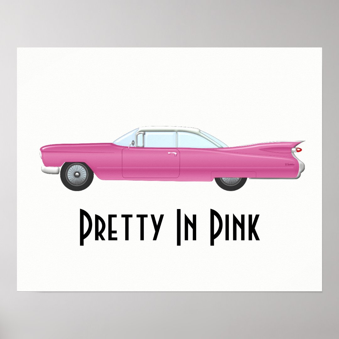 Custom Pretty in Pink Retro Vintage Pink Car Poster | Zazzle
