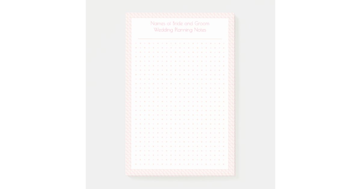 Custom Pretty Pink Dot Grid Wedding Plan Planner Post-it Notes | Zazzle