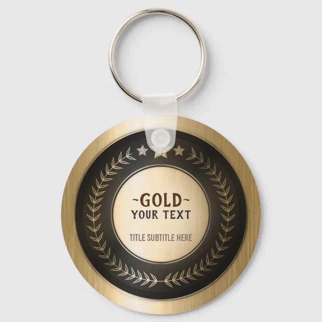 CUSTOM PRINT DIY MEDAL Gold #1 Champion EDITABLE Keychain | Zazzle