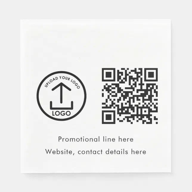 Custom Printed Business Logo QR Code Promotional Napkins | Zazzle