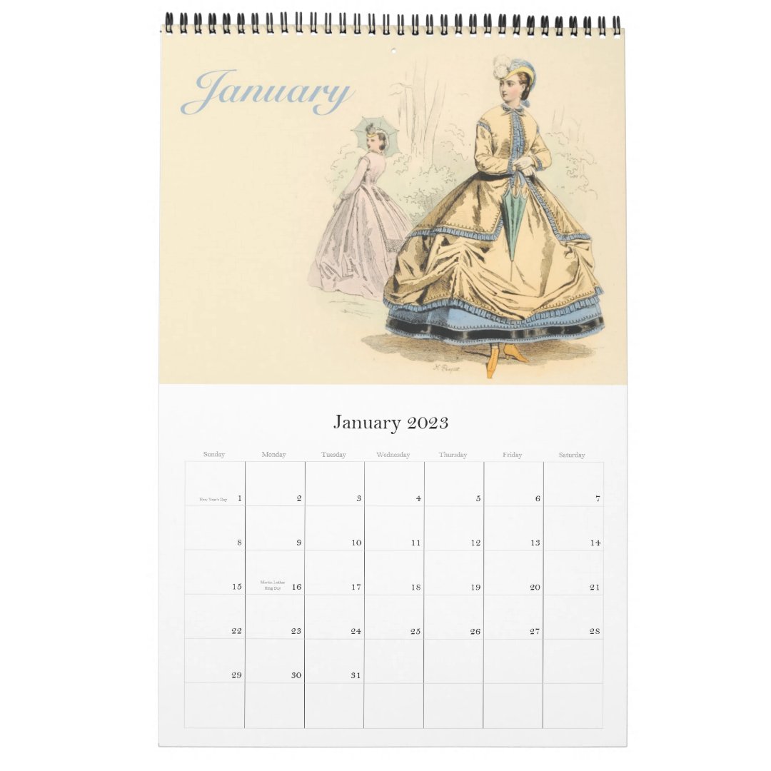 Custom Printed Calendar Historical French Fashion | Zazzle