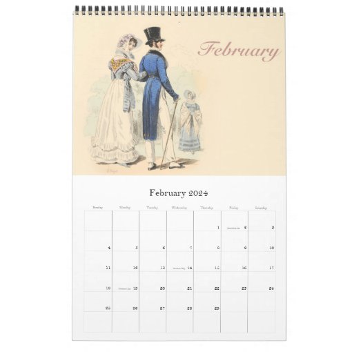 Custom Printed Calendar Historical French Fashion | Zazzle