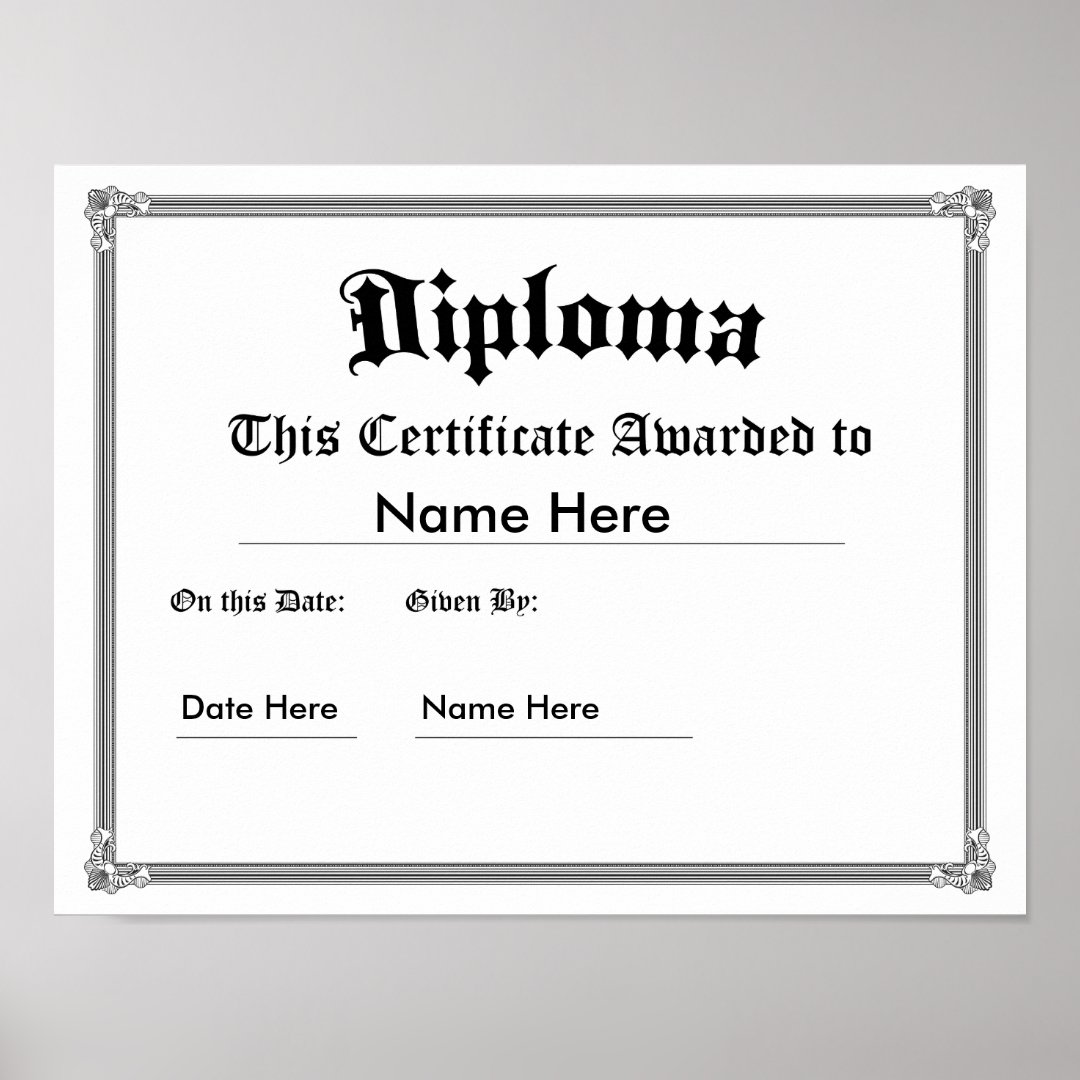 Custom Printed Diploma Poster | Zazzle