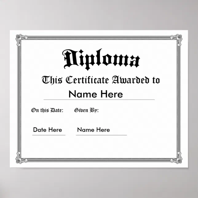 Custom Printed Diploma Poster | Zazzle