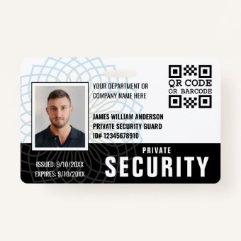 Custom Private Security Guard ID Photo Black Badge | Zazzle
