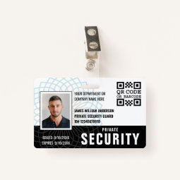 Custom Private Security Guard ID Photo Black Badge | Zazzle