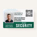 Custom Private Security Guard ID Photo Green Badge | Zazzle