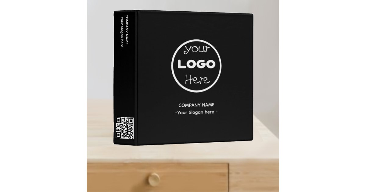 Custom Professional Business Logo & QR Code Black 3 Ring Binder | Zazzle