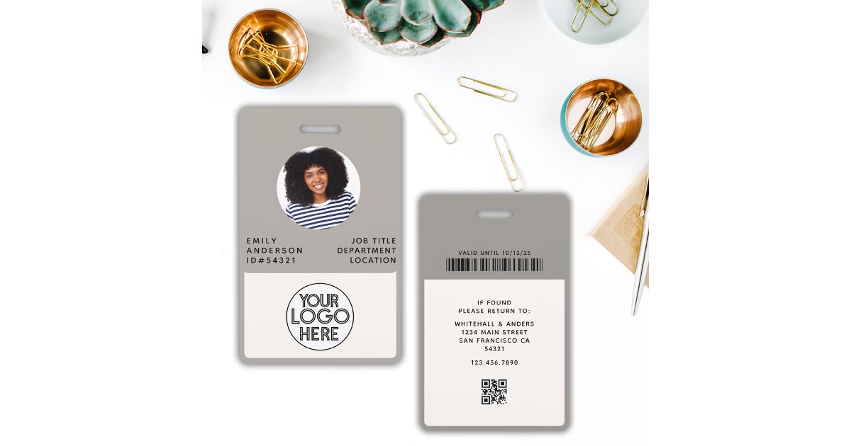 Custom Professional Photo ID Company Logo Badge | Zazzle