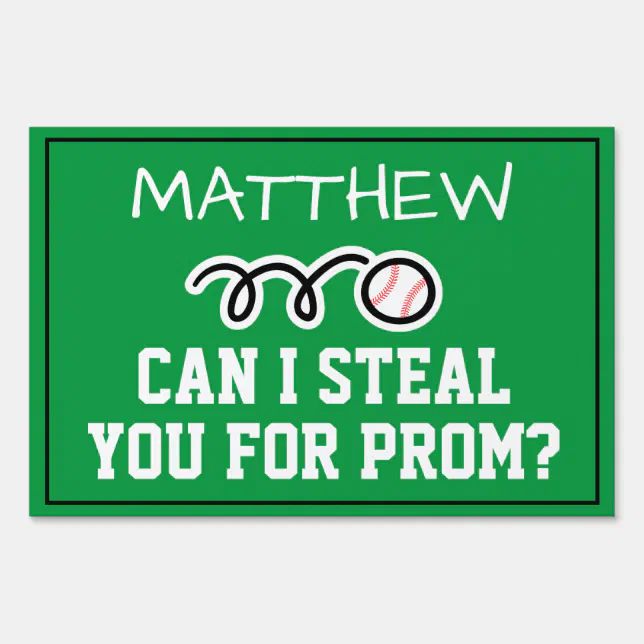 Custom prom proposal sign for baseball player | Zazzle