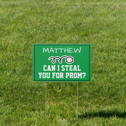 Custom prom proposal sign for baseball player | Zazzle
