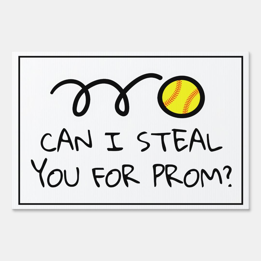 Custom prom proposal sign for softball player | Zazzle