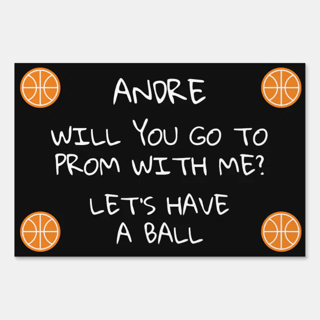 Custom prom request sign for basketball player | Zazzle