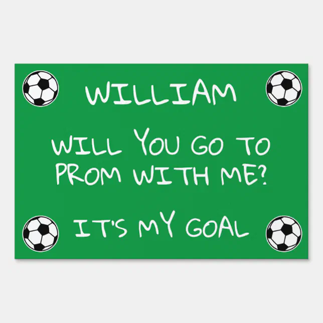 Custom prom request sign for soccer player | Zazzle