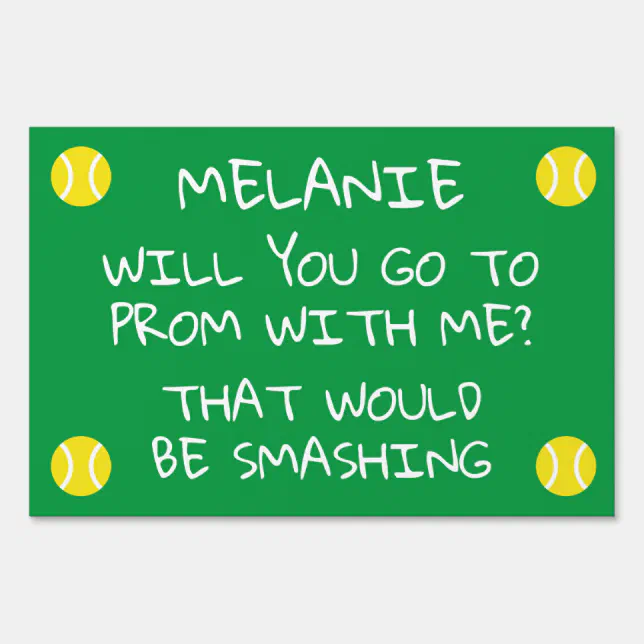 Custom prom request sign for tennis player | Zazzle