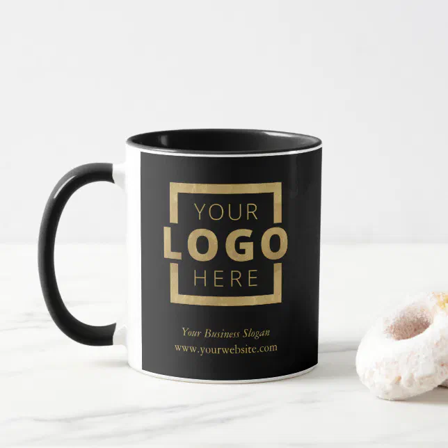 Custom Promotional Business Logo Branded Gold Mug | Zazzle