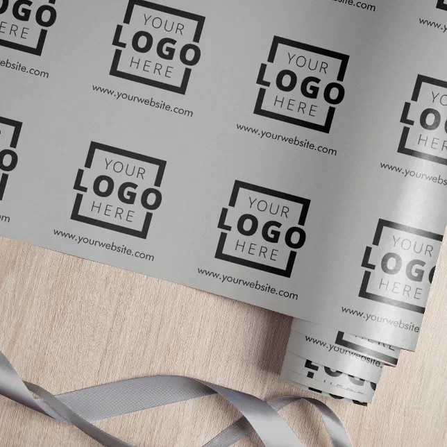 Custom Promotional Business Logo Branded Grey Wrapping Paper | Zazzle