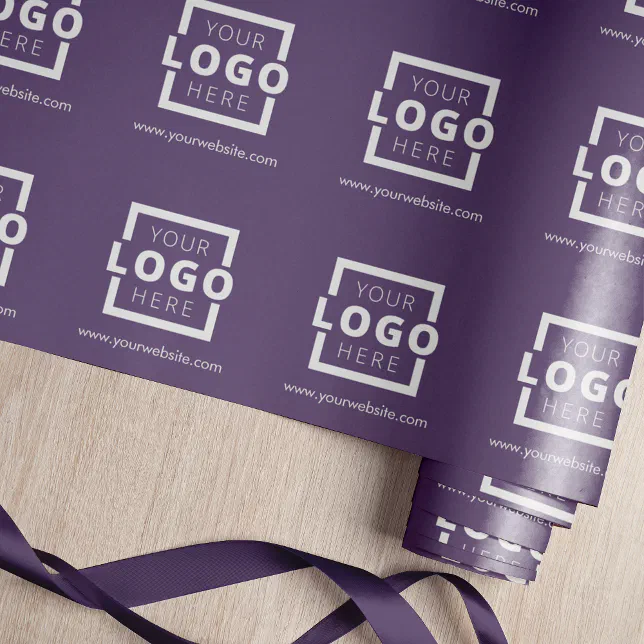 Custom Promotional Business Logo Branded Purple Wrapping Paper | Zazzle