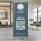 Custom Promotional Business Logo QR Code Blue Retractable Banner | Zazzle