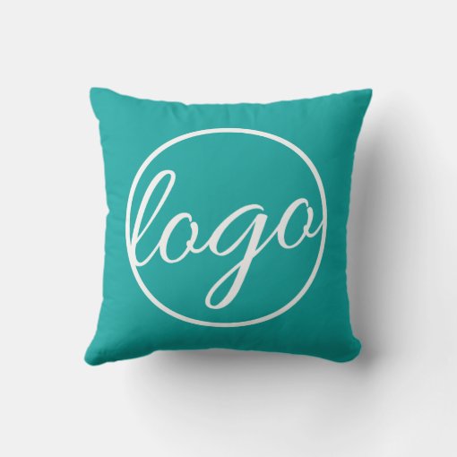 Custom Promotional Business Teal Logo Throw Pillow | Zazzle