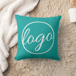 Custom Promotional Business Teal Logo Throw Pillow | Zazzle