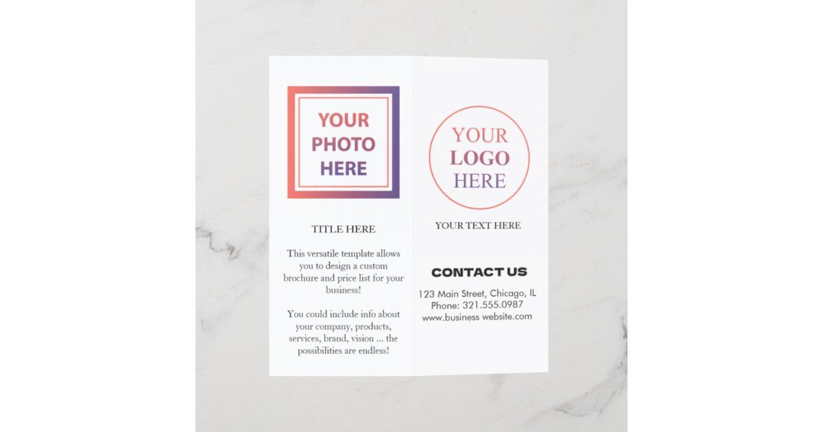 Custom Promotional Logo – No Minimum Order Brochure | Zazzle