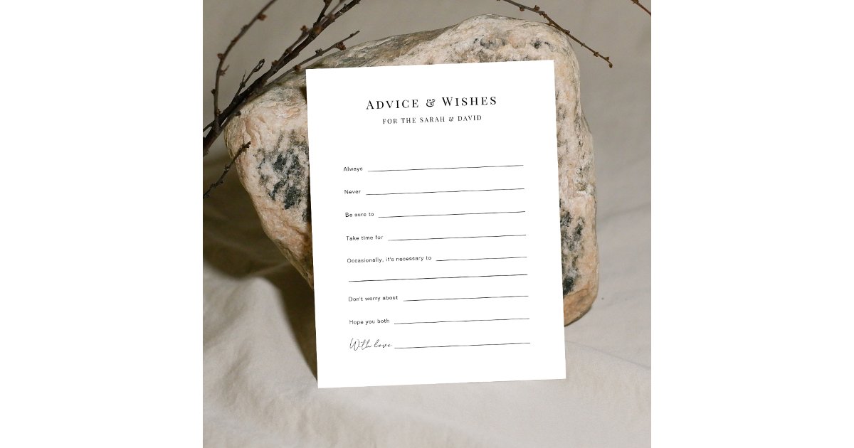 Custom Prompt Wedding Advice and Wishes Card | Zazzle