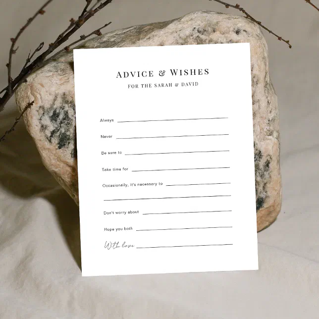 Custom Prompt Wedding Advice and Wishes Card | Zazzle