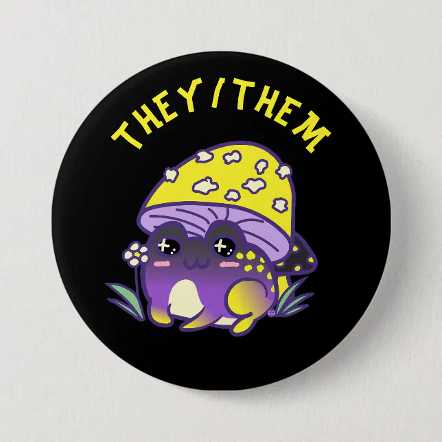 Custom Pronouns | Cottagecore LGBT Nonbinary Frog Button | Zazzle