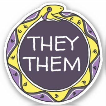 Custom Pronouns LGBTQIA+ Nonbinary Ouroboros Snake Sticker | Zazzle