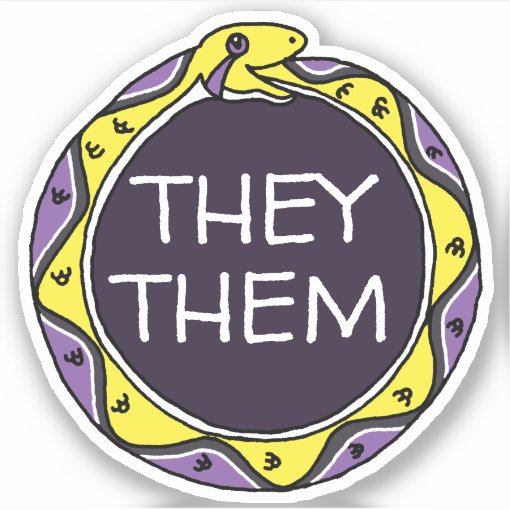 Custom Pronouns LGBTQIA+ Nonbinary Ouroboros Snake Sticker | Zazzle
